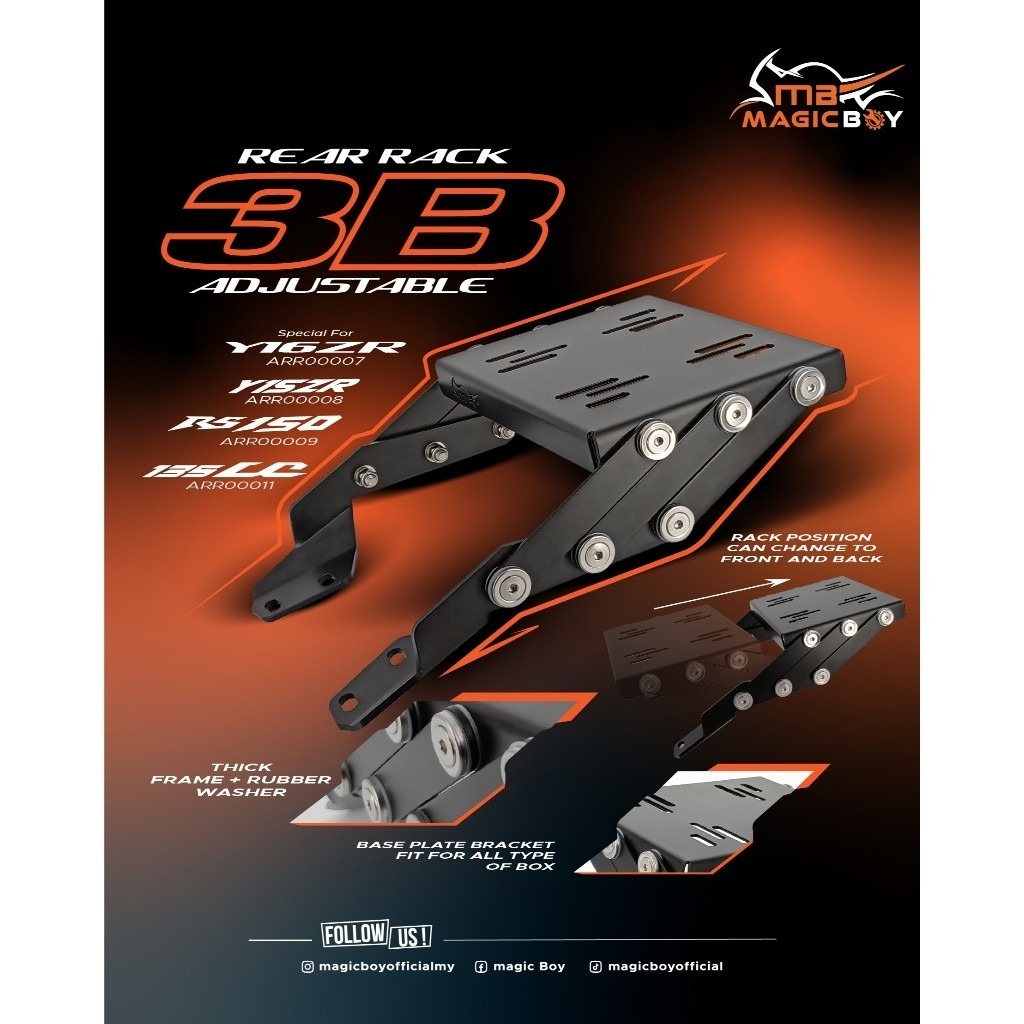 YSP ADJUSTABLE REAR RACK Y15Z LC V2 V8 VF3I RS150 MONO RACK RAK LIPAT ...