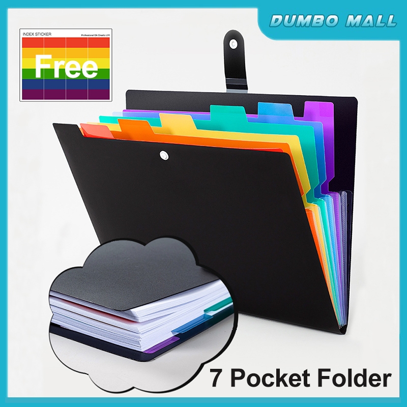 7 Pocket Folder with Labels Expanding File Folder Letter Size Portable ...