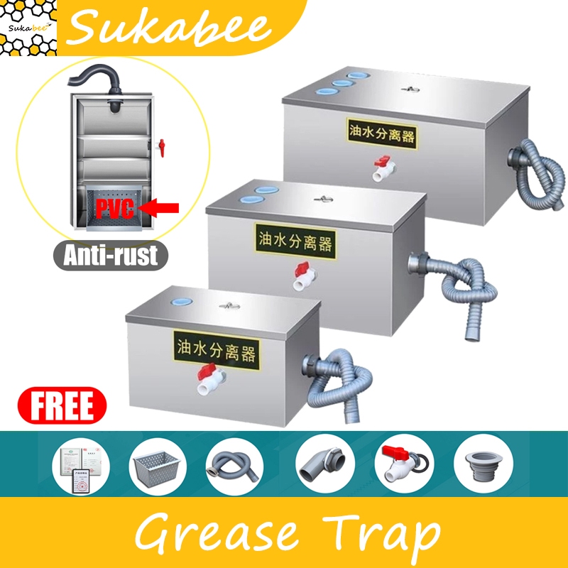 SUS GREASE TRAP SIZE S,M,L,XL 隔油机PERANGKAP MINYAK/ 隔油器INTERCEPTOR SET ...