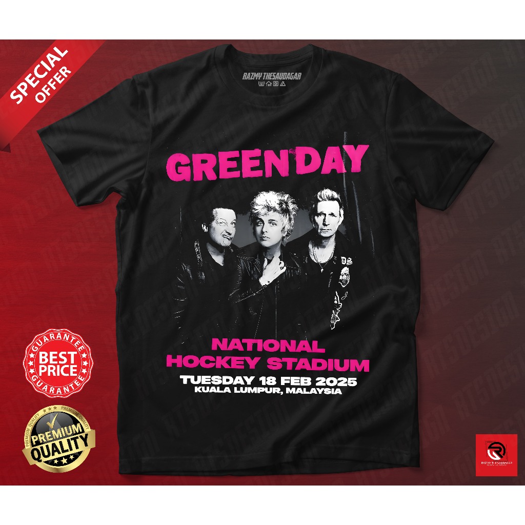 BAJU BAND PUNK ROCK GREEN DAY LIVE IN 2025 T-SHIRT LENGAN PENDEK ...