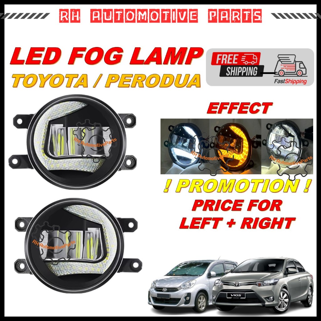 3 In 1 LED Fog Lamp Perodua Toyota Myvi Alza Bezza Vios Camry RAV4 ...