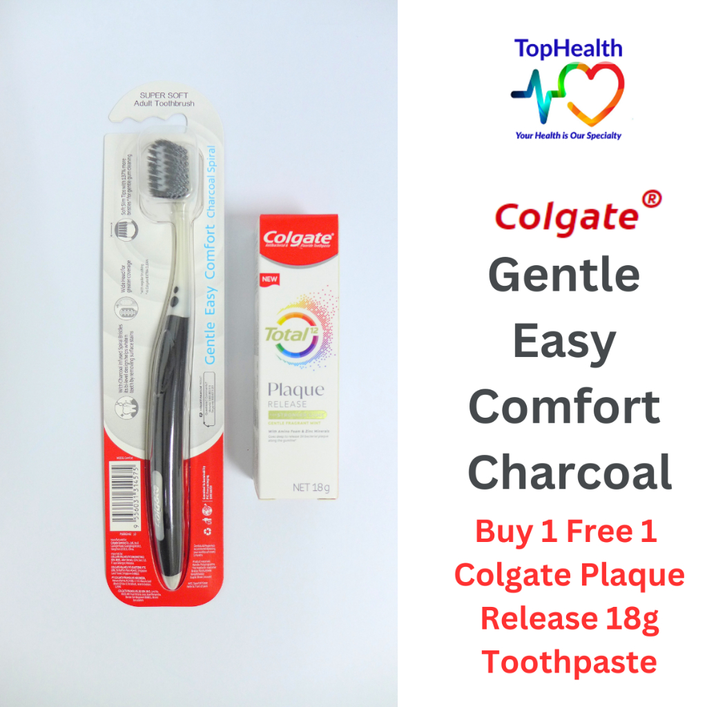 Colgate Gentle Easy Comfort Charcoal Spiral Super Soft Adult Toothbrush ...