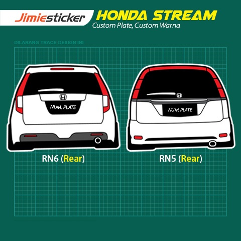 Sticker Kereta Honda Stream RN6 & RN5, Sticker Belakang, Custom Sticker ...