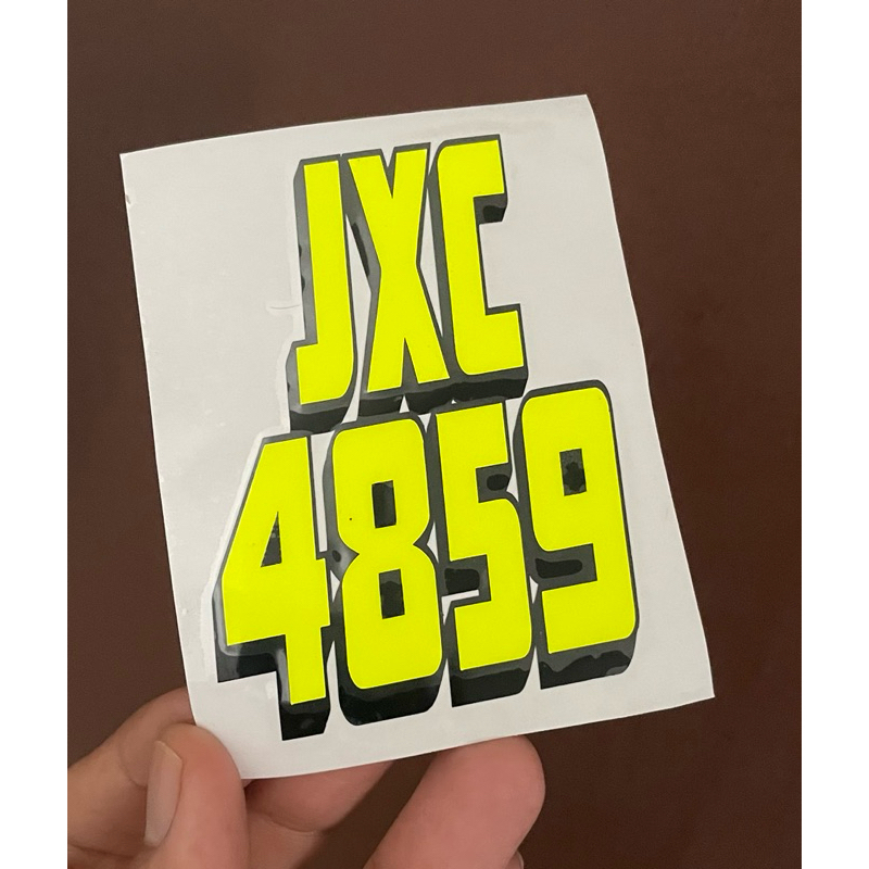 Sticker Nombor Plate Motor Candy Colour Fluorescent Kuning Merah Orange ...