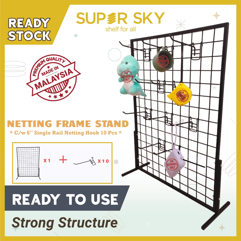 SUPERSKY NETTING FRAME STAND C/W NETTING HOOK 10 PCS DISPLAY RACK WITH ...