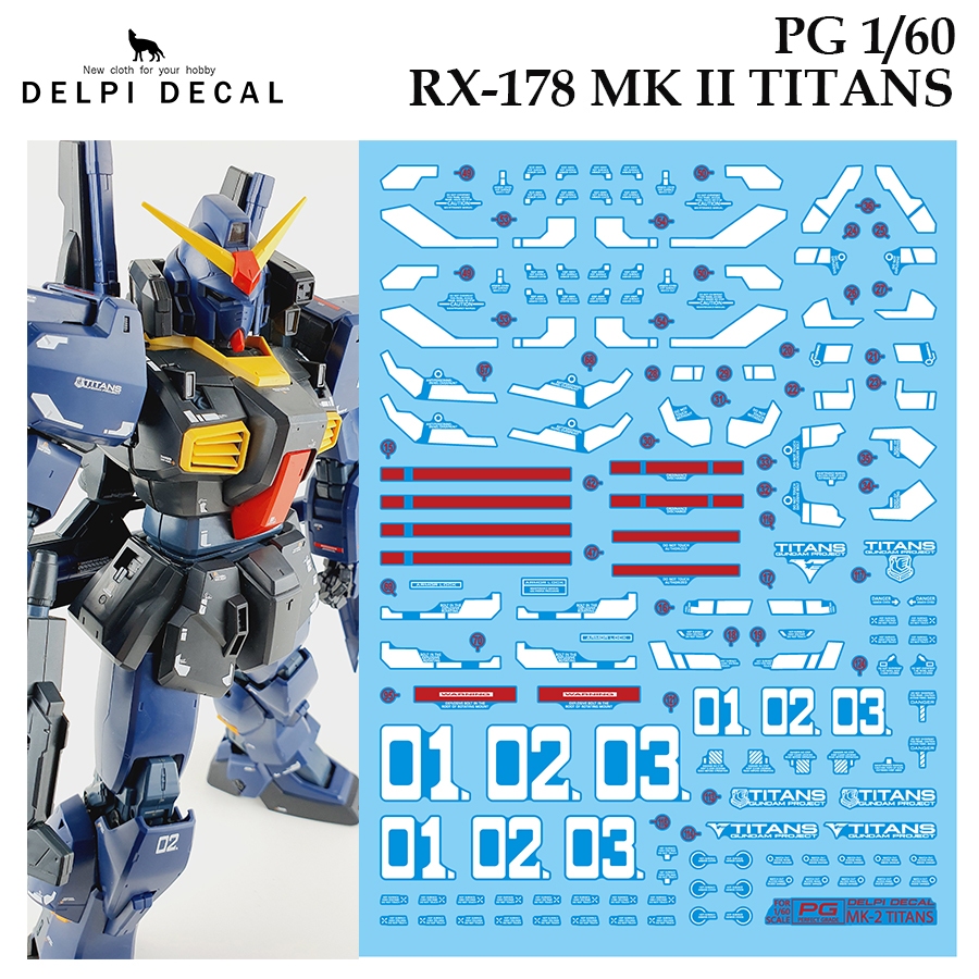 [DELPI DECAL] 535 PG 1/60 RX-178 MK II TITANS GUNDAM WATER SLIDE DECAL ...
