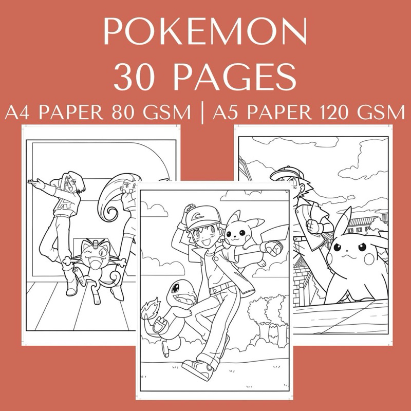 POKEMON COLORING 30 PAGES !!️ COLORED PAPER & COLORING BOOKS FOR ADULT ...