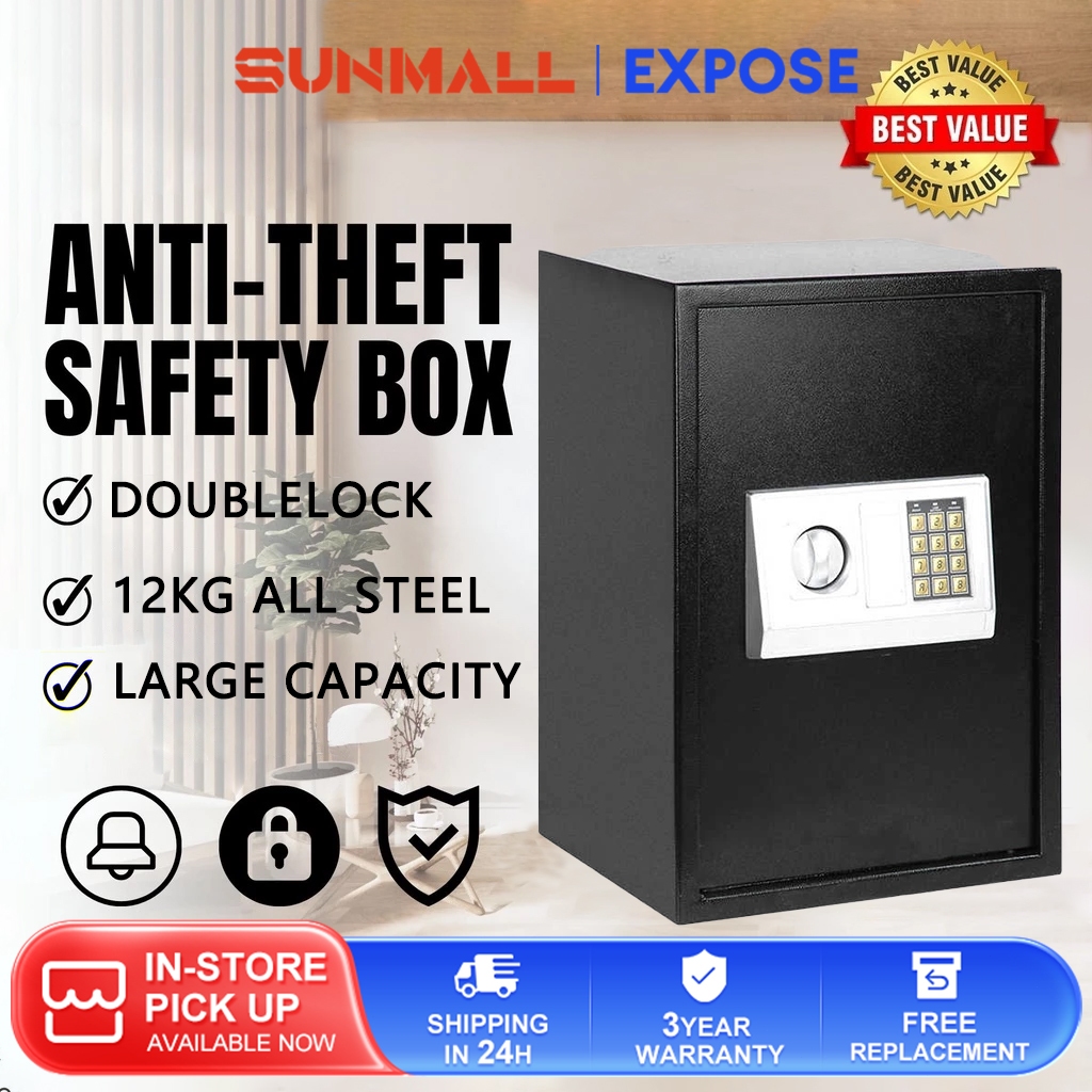 Safety Box Anti-Theft Prevention Cash Box Double Layer Password/Key ...