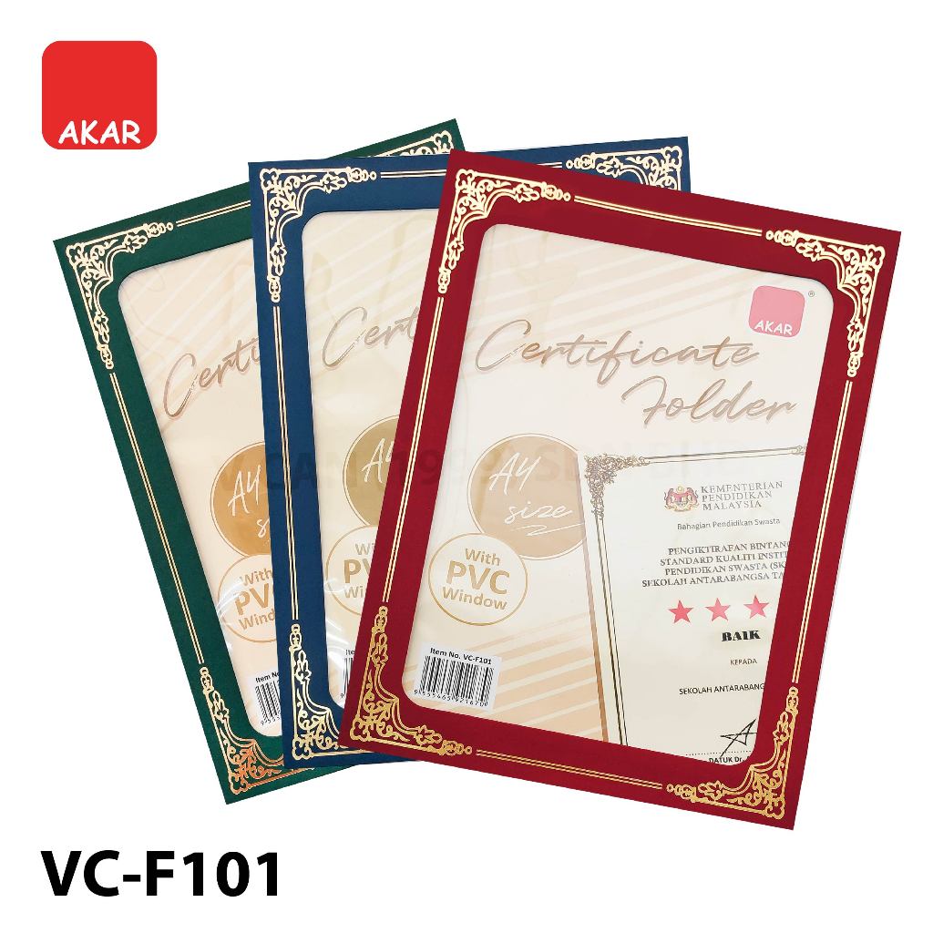 Folder Sijil A4 AKAR Graduasi / Pemegang Sijil A4 – Hot Stamping Emas ...