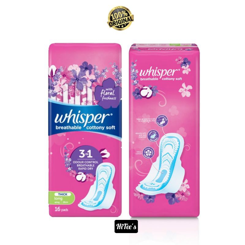 Whisper Cottony Soft Thick Long Wing 28cm (16s) | Disposable Sanitary ...