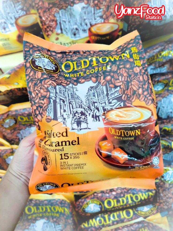 OLDTOWN White Coffee Salted Caramel Flavoured 3 in 1 Instant Premix White Coffee 15 Sticks x 35g ...