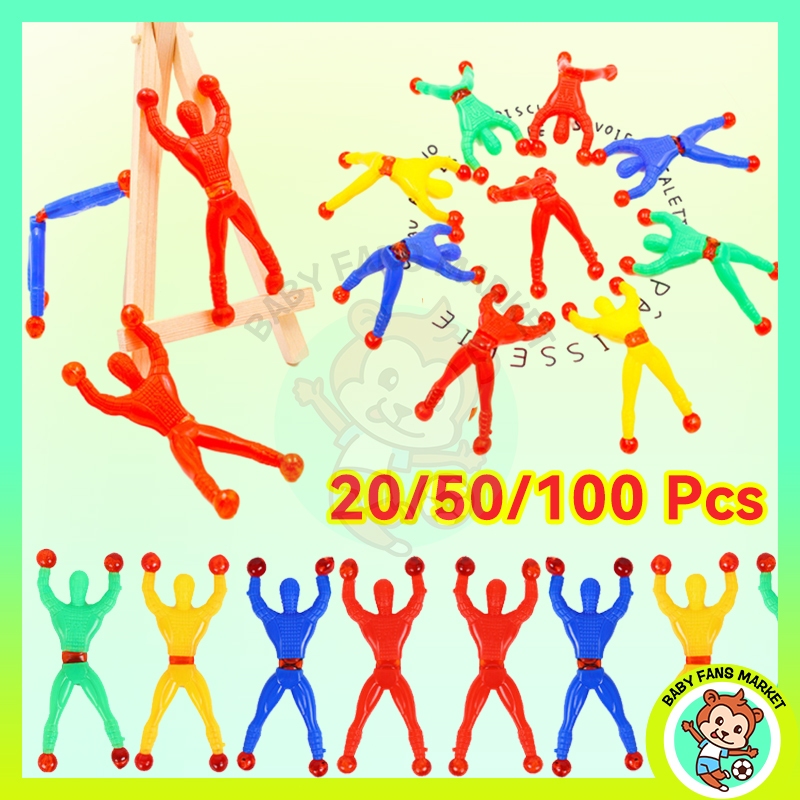 20/50/100Pcs Flexible Climb Sticky Men Toys Spider-Man Toy Wall Toy ...