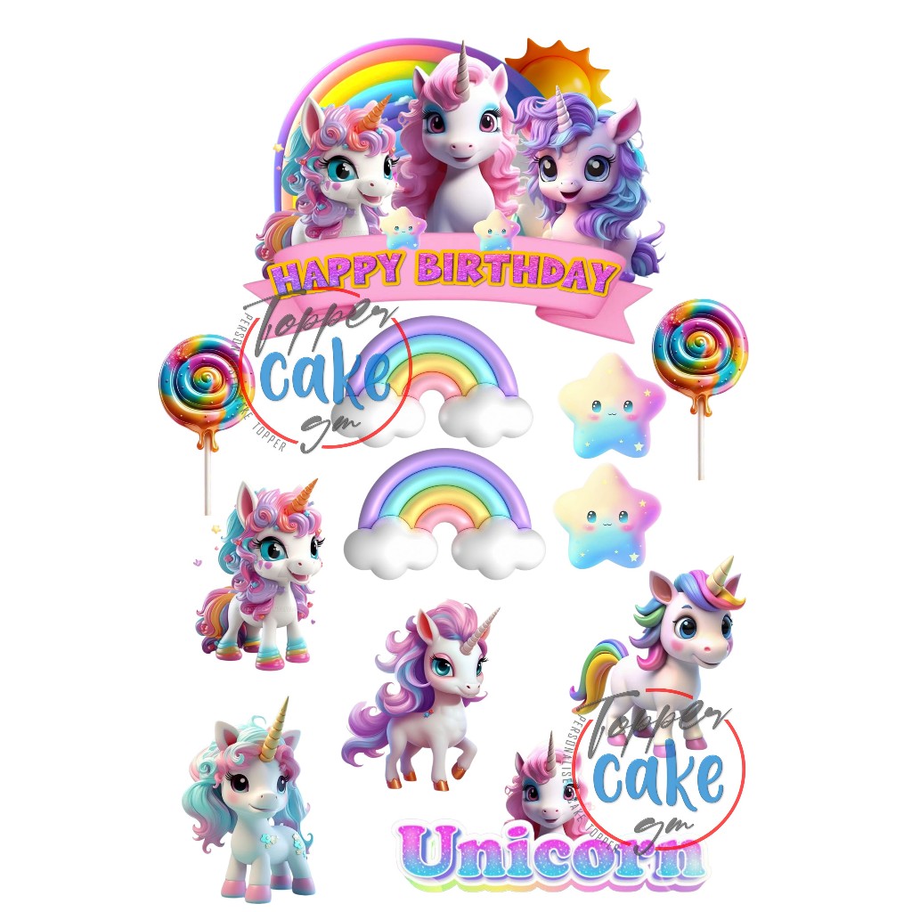 UNICON Happy Birthday Topper (CUSTOM NAME) | Shopee Singapore
