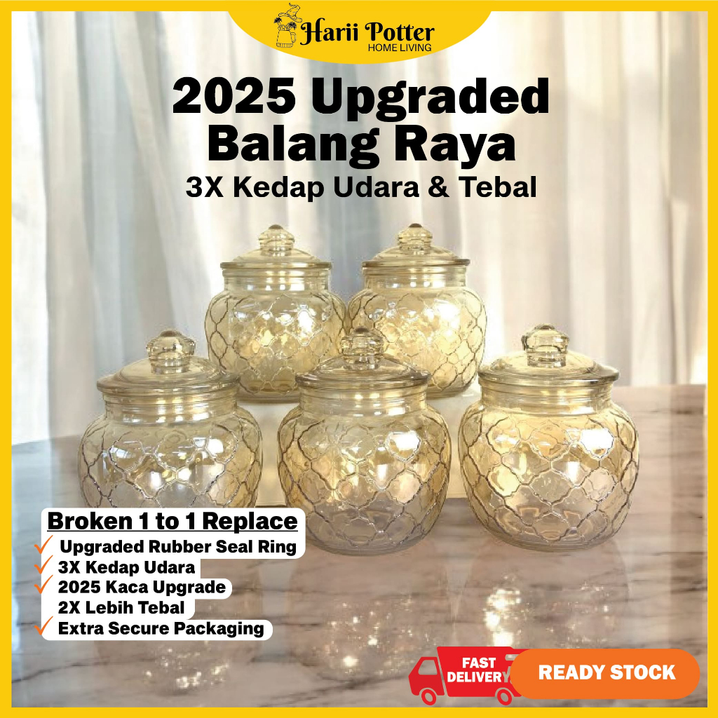 Airtight Cake Container Glass Jars Viral Set 2025 Raya Kuih Jars Raya ...