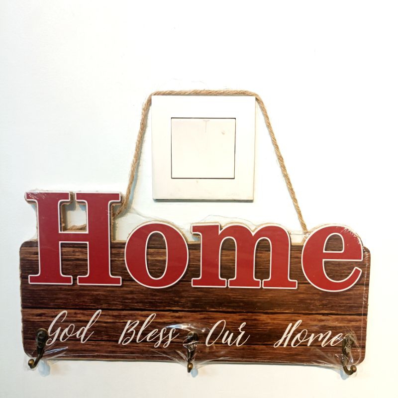 30x15cm Home Sweet Home Wood frame Key holder house living room deco ...