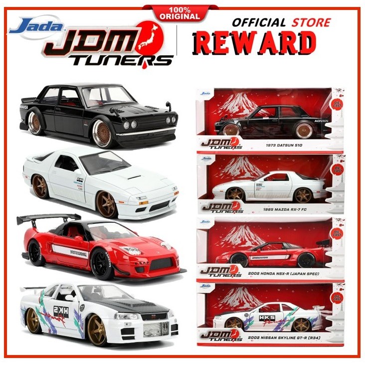 Jada Toys JDM Tuners 1:24 Series NISSAN SKYLINE GTR R34 /DATSUN 510/ MAZDA RX7/ HONDA NSX ...
