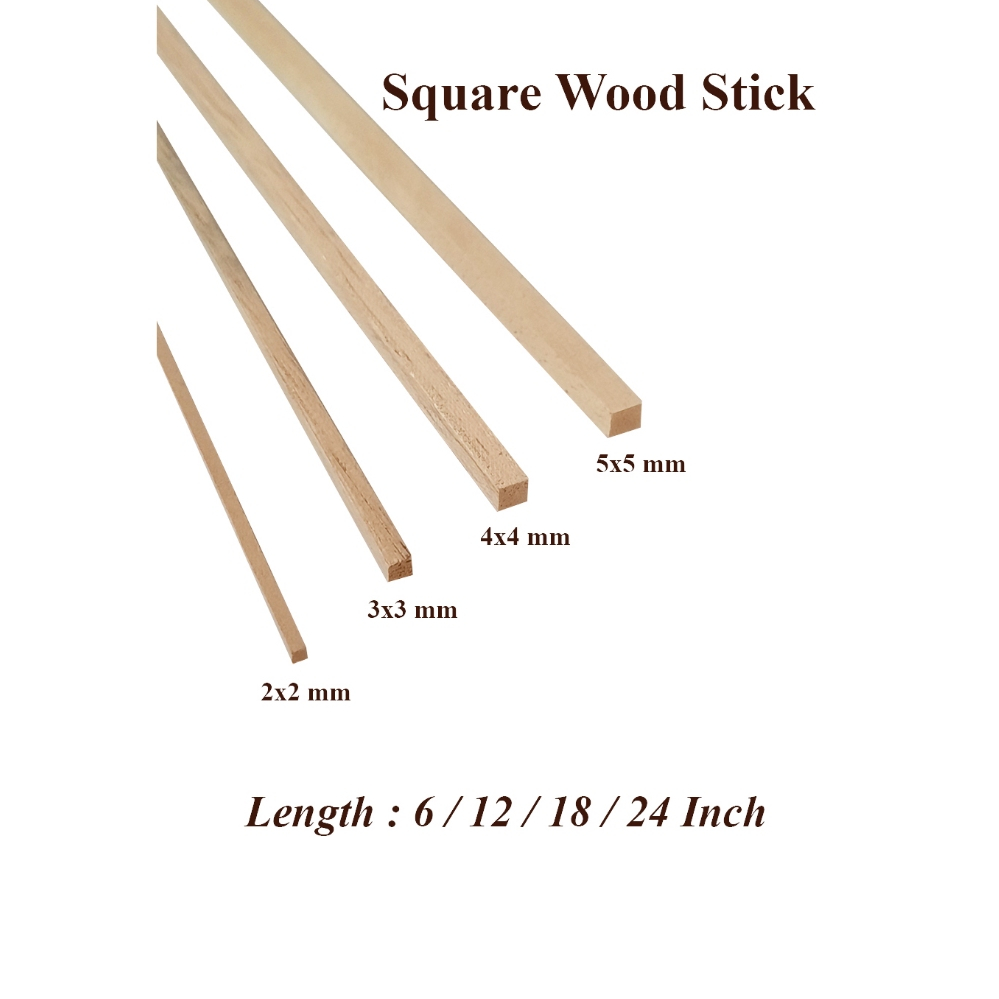 Square Wooden Stick DIY Art Craft Wood Dowel 2/3/4/5 mm | Shopee Singapore