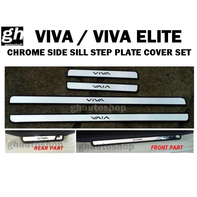 PERODUA VIVA side sill chrome step cover set (4pcs, stainless steel ...