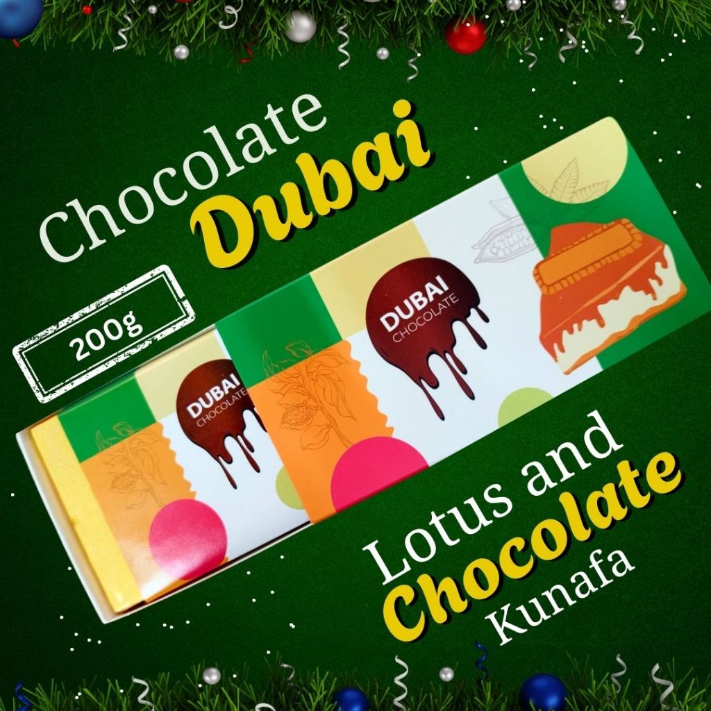 Kunafa Lotus and Chocolate Dessert Halal, Viral Chocolate Bar 200g ...