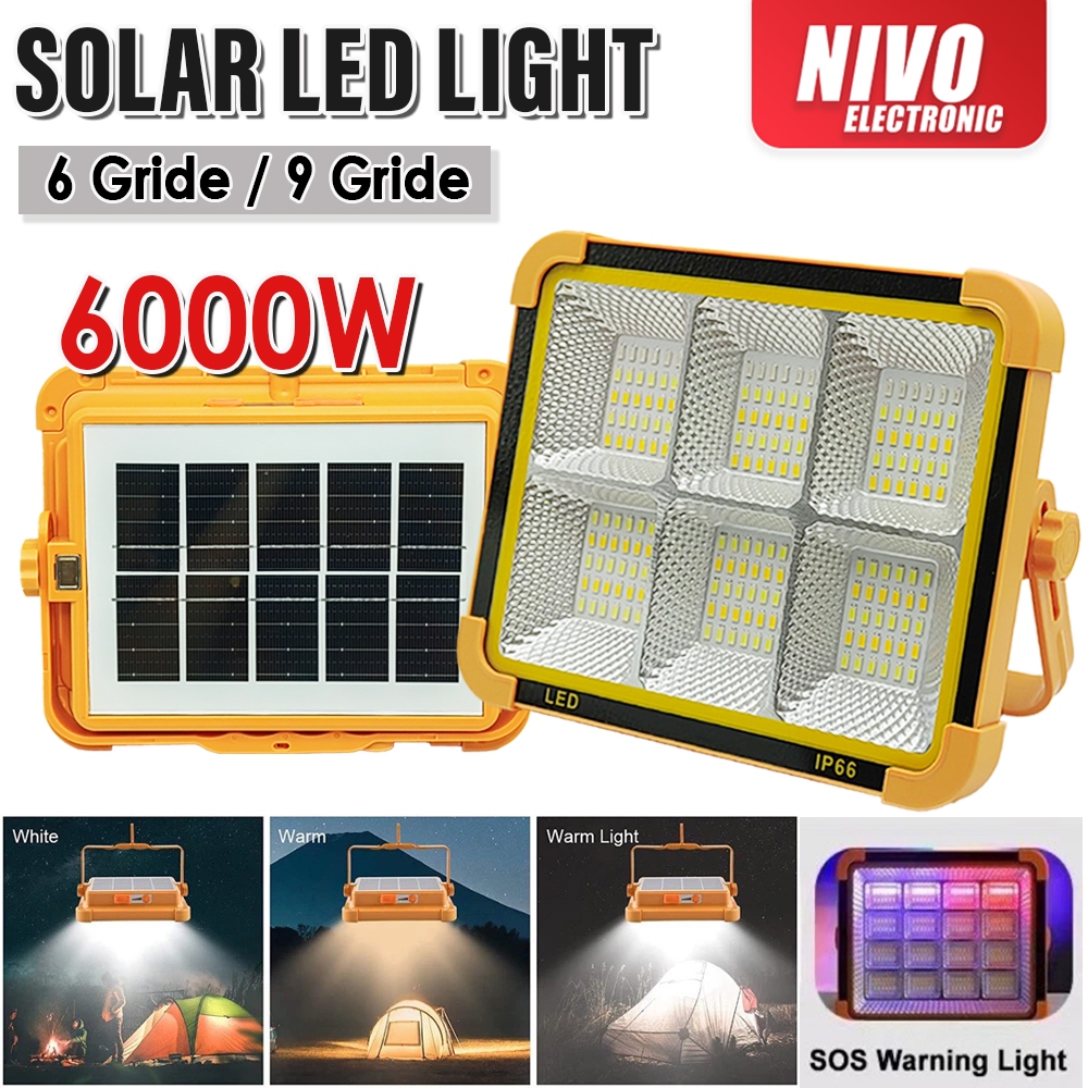 6000W Rechargeable Solar LED Light Waterproof Solar wall light + USB ...