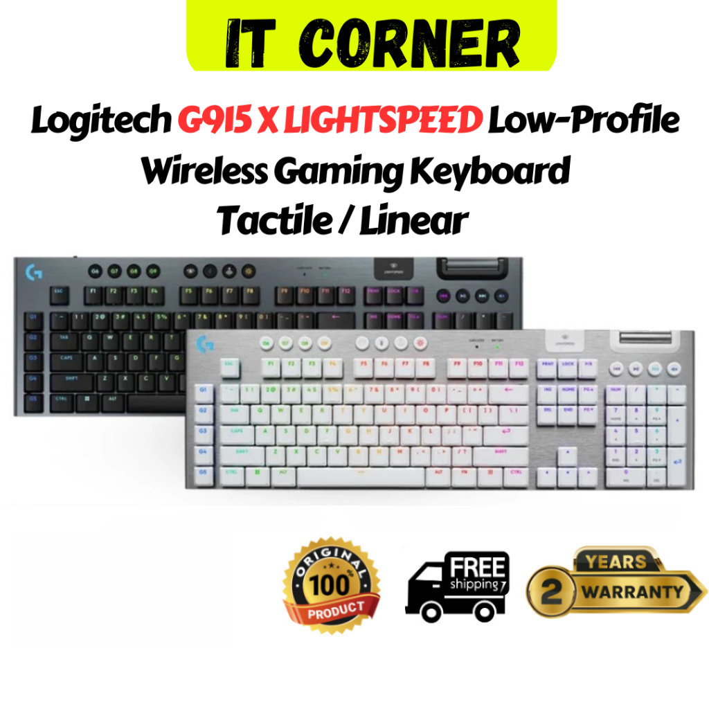 Logitech G915 X LIGHTSPEED Low-Profile Wireless Gaming Keyboard, Double ...