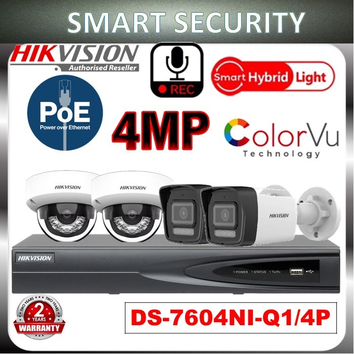 HIKVISION HIK 4 Channel 4.0MP Smart Hybrid Light POE + COLORVU + MIC ...