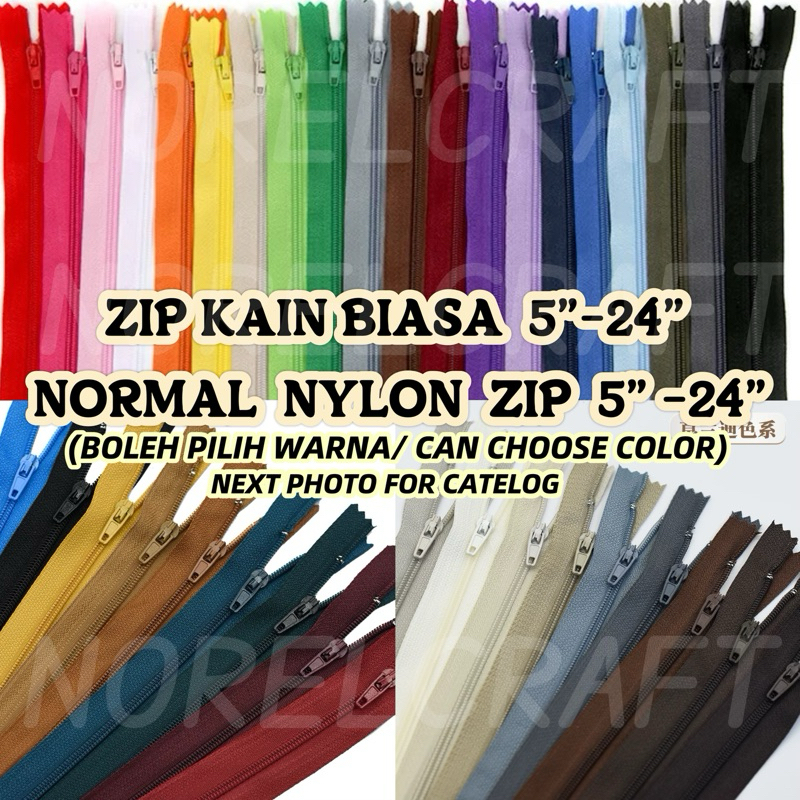 [5'' - 24'’] 12PCS/1DOZ ZIP KAIN BIASA / NORMAL CLOTH ZIP / ZIP BIASA ...