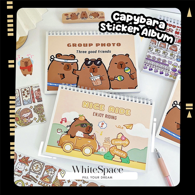 Whitespace 40pages Capybara Sticker Album Kids Cute Stickers Collection ...
