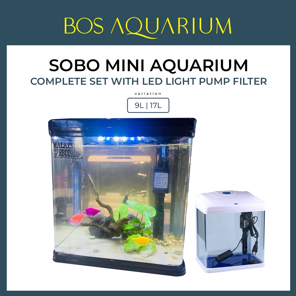 Sobo Mini Aquarium Complete Set With LED Light Pump Filter T-240F / T-290F Akuarium Fish Tank ...