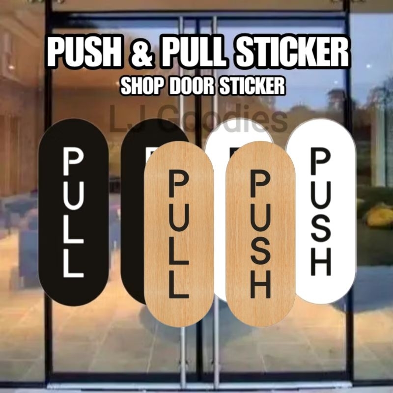 Label Pull Push Sign Waterproof / Minimalist Door Wall Signage Sticker ...