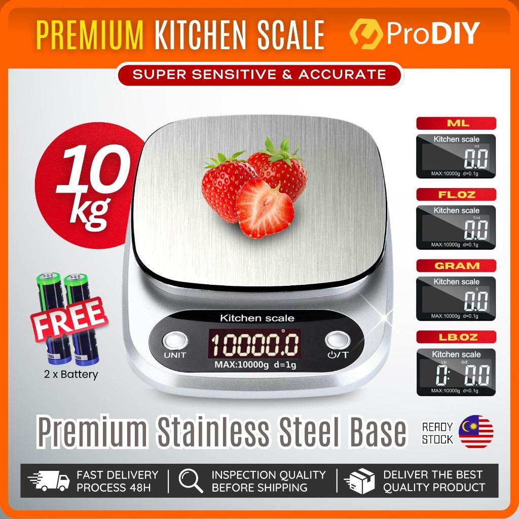 PREMIUM 10kg LCD Digital Scale Digital Kitchen Weight Scale Digital ...