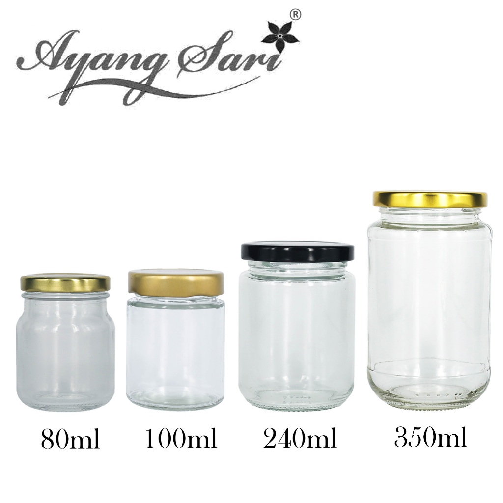 Air Tight Round Glass Jar 20/40/80/100/165/200/240/350ML/Botol Jar Kaca ...