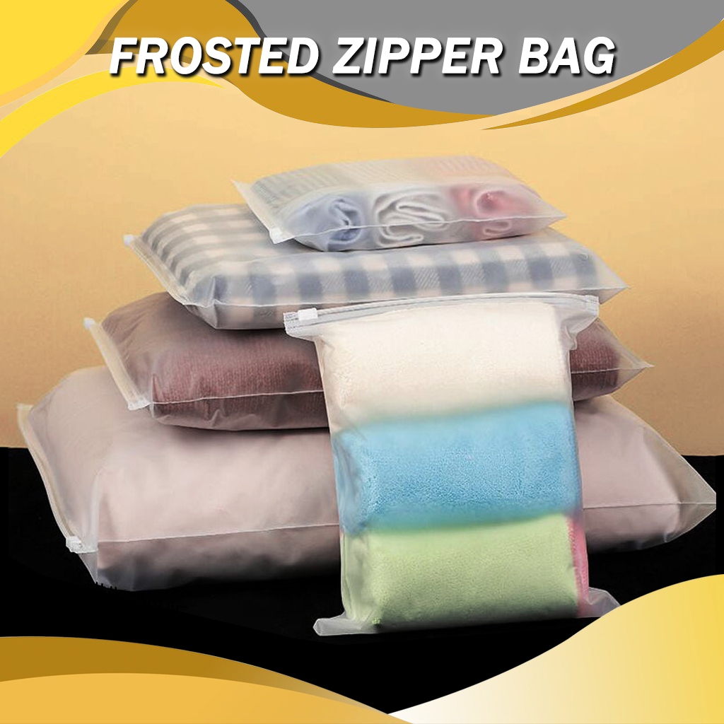 Zipper Bag Clear Frosted Ziplock Storage Beg Simpan Baju Pakaian Travel ...