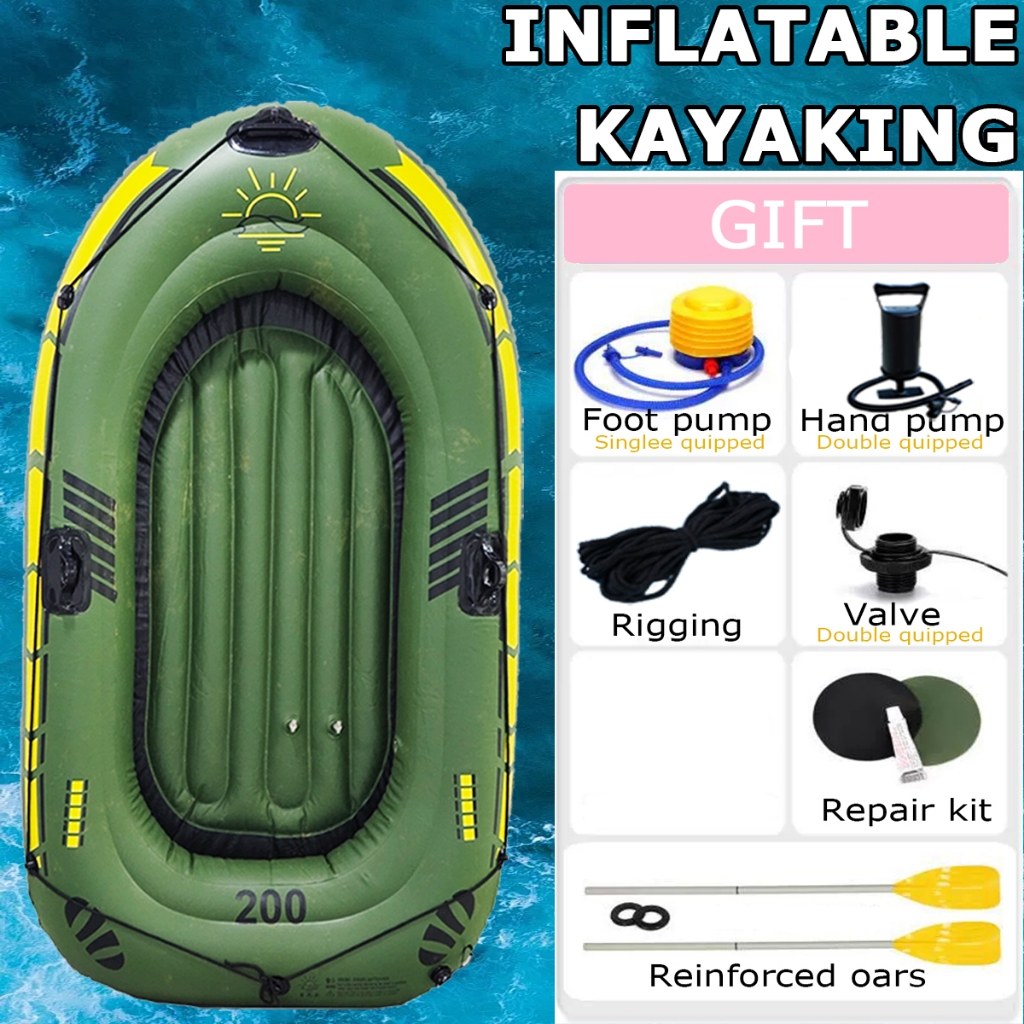 Bot Udara Portable PVC Rubber Fishing Boat Waterproof Floating Kayak ...