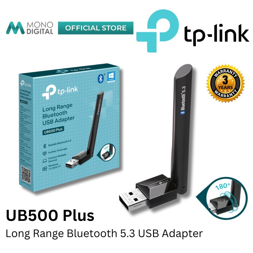 TP-LINK UB500 PLUS LONG RANGE BLUETOOTH 5.3 USB ADAPTER WITH ADJUSTABLE, MULTI-DIRECTIONAL ...
