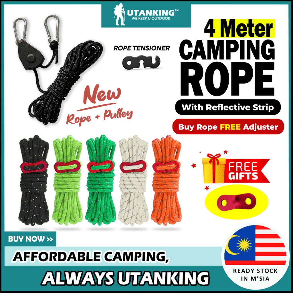 UtanKingTM 4 Meter Reflective Camping Rope Tent Ropes Flysheet ...