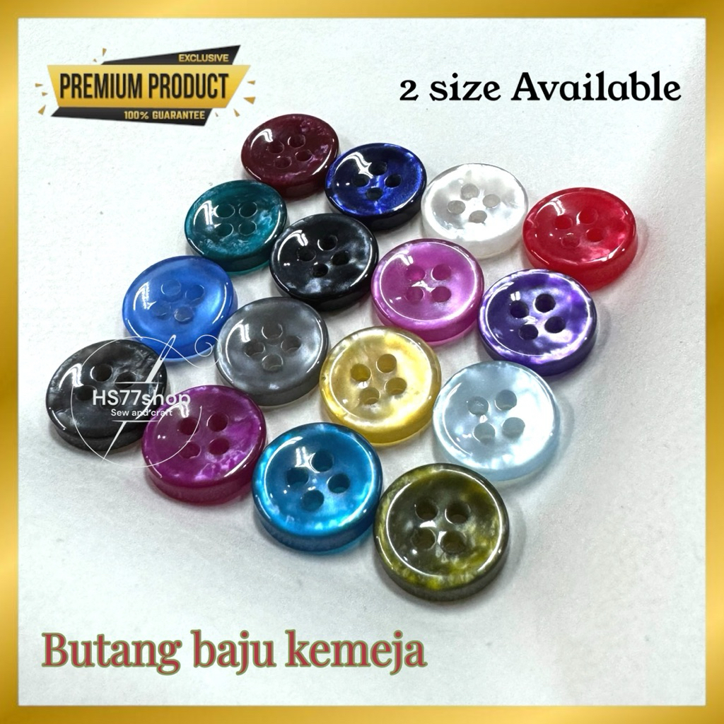 [ 24pcs/ 144pcs ] 11mm, 12.5mm/ Butang Baju Kemeja Glossy Tebal/ Butang ...