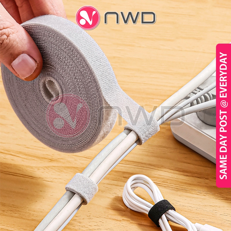 TIDY SETUP 》 5M Velcro Cable Ties Tape Loop Cord Wire Strap Organizer ...