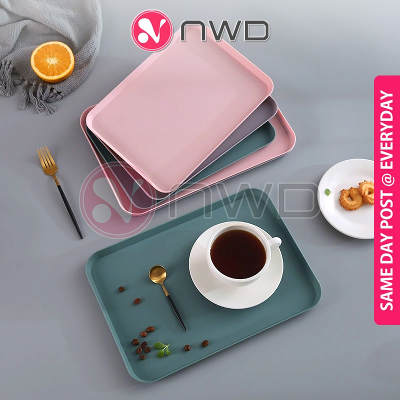 SERVING HELPER 》 Rectangular Serving Food Tray Plastic Dining Dinner ...