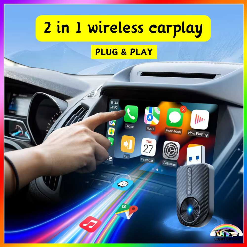 LIGHT UP CAR WireLess Car Play Adapter Plug And Play Android Auto ...