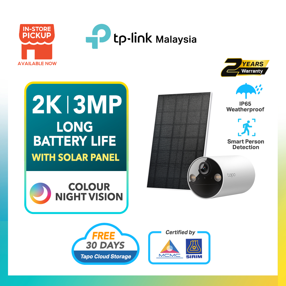 【SIRIM】TP‐Link Tapo TC82 KIT Solar‐Powered 2K 3MP Wire‐Free Security ...