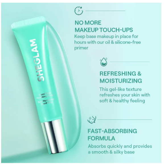 SheGlam Primer Hydrating with Mint Blue Gel - Vegan, Oil-Free, All-Day ...