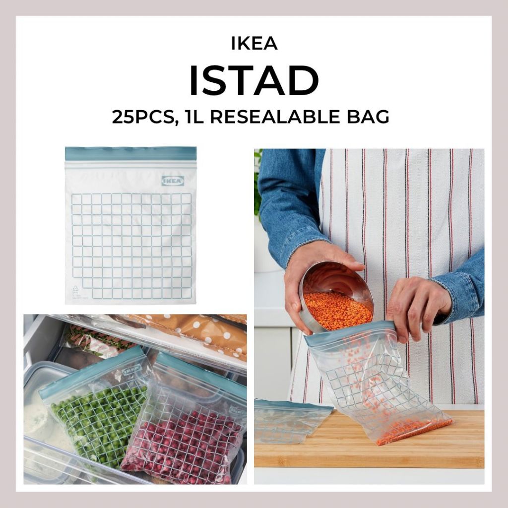 Ikea Istad 25pcs 1L Resealable Food Storage Ziplock Reusable Freezer ...