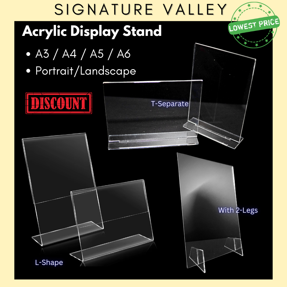 Acrylic Stand A4 / A5 / A6 paper holder Thick Material | Shopee Singapore