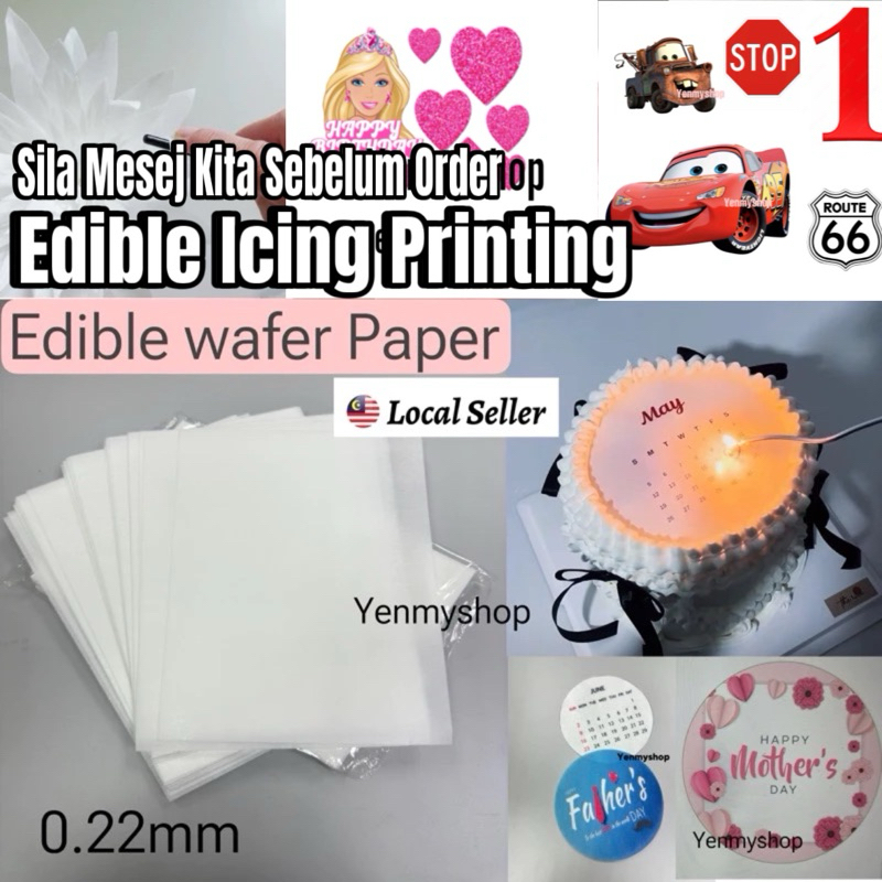 Kek Edible Wafer Paper Rice Paper 0.22mm decorations A4 Burn Cake ...