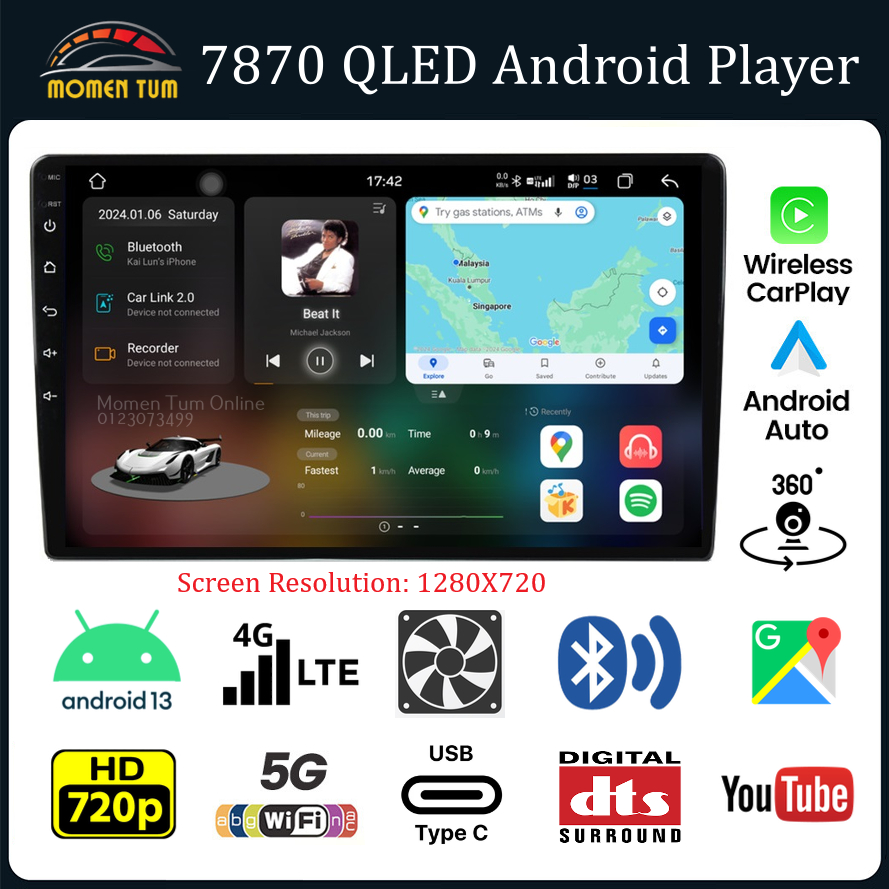 7870S QLED Car Android Player (1280*720, 9/10 Inch, Android 13, DTS ...