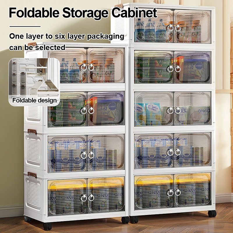 OkHome Magnetic Door High Transparent Plastik Almari Baju Chest Clothes ...