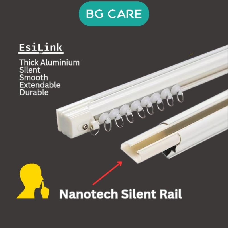 EsiLink Rel Langsir Aluminium Lengkap Senyap Single Atau Double ...