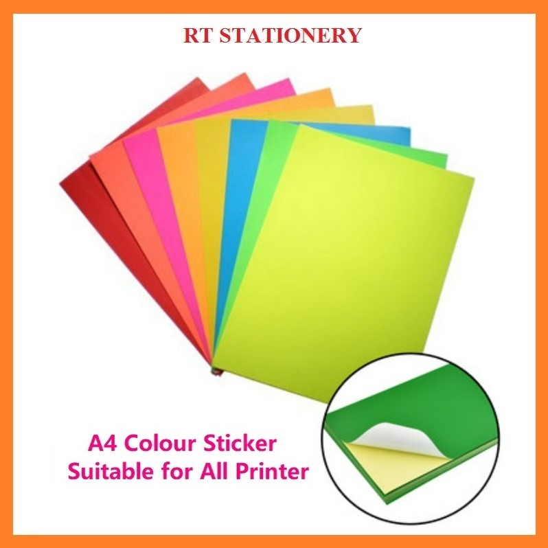 Fluorescent Color Sticker Paper A4 Size | Shopee Singapore