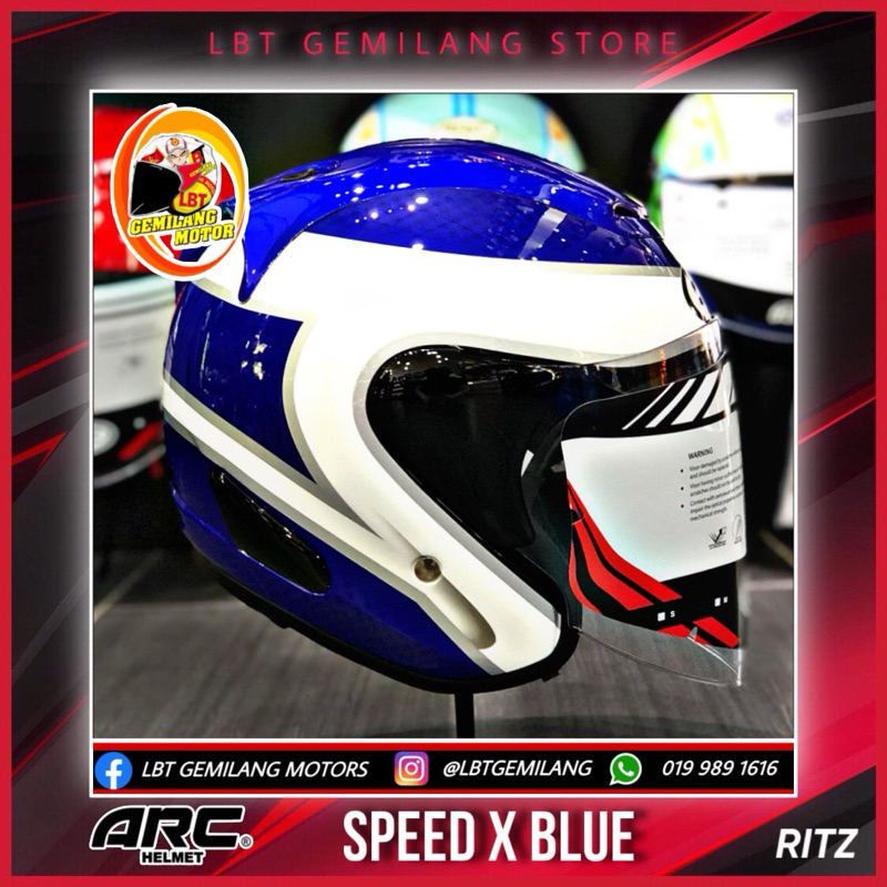 ARC Helmets RITZ [SPEED X BLUE] | Shopee Singapore